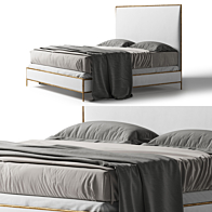 Restoration Hardware Thaddeus leather bed white Bed 3D model