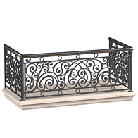 Classic facade window with French balcony. Classic Forged Fence. Frame ...