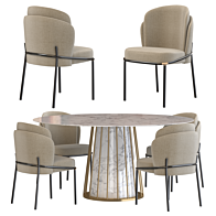 Minotti Bellagio Table and Creed Dining chair - Table + Chair - 3D model