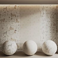 Neutral Children's Wallpaper Set - Стены, обои - 3D модель