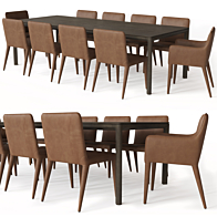RH TRIESTE TEAK RECTANGULAR DINING TABLE - Table + Chair - 3D model