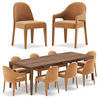 RH TRIESTE TEAK RECTANGULAR DINING TABLE - Table + Chair - 3D model