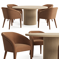 Rh Trieste Round Dining Table - Table + Chair - 3D model