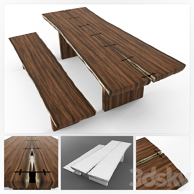 Outdoor table - Table + Chair - 3D model