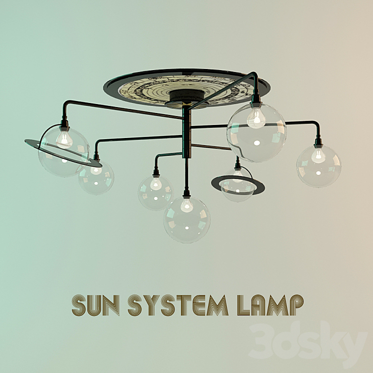 Sun system lamp - Ceiling lamp - 3D model