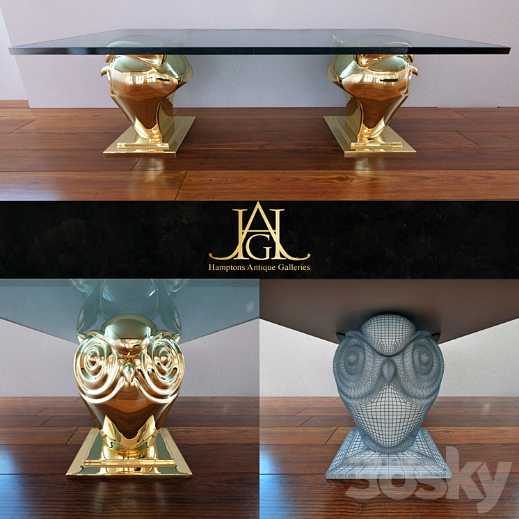 Brass Owl Coffee Table - Table - 3D model