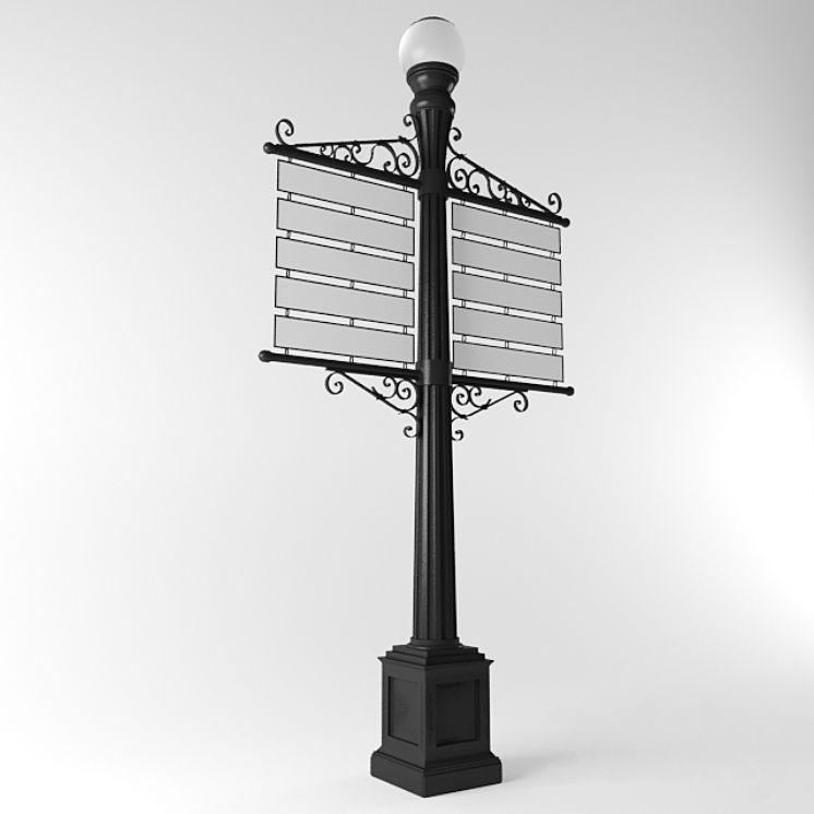 Street lamp-sign-pointer - Street lighting - 3D model
