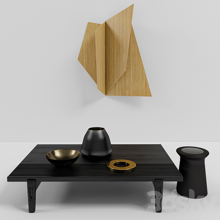 poliform black table with wall art - Other - 3D model