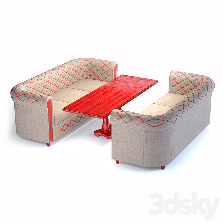 Underframe Napoli, Chester sofa for restaurants, cafes - Sofa - 3D model