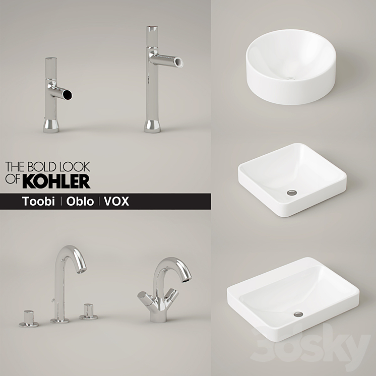KOHLER Toobi and Oblo faucets and Vox sinks - Wash basin - 3D model