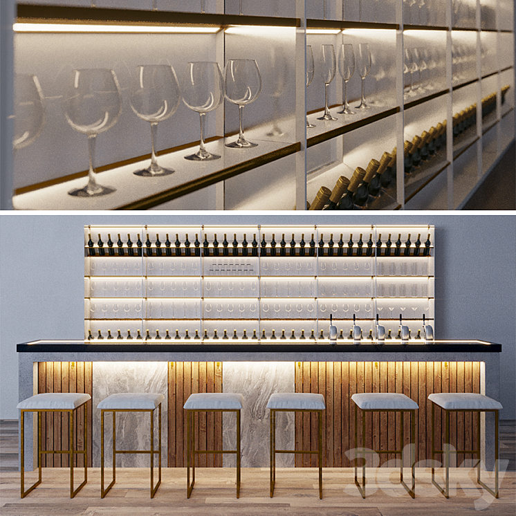 Bar Counter Design 3d