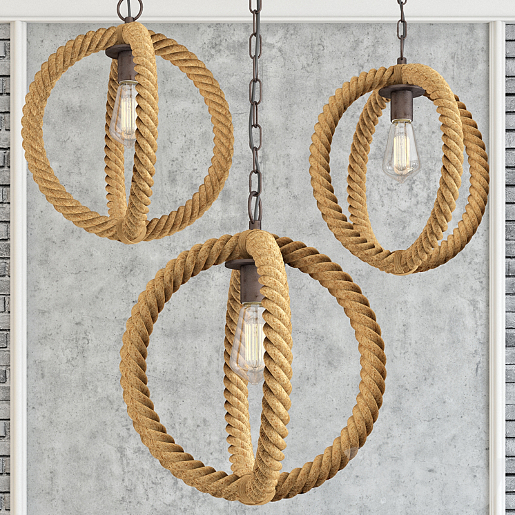 Circule rope chandelier - Pendant light - 3D model