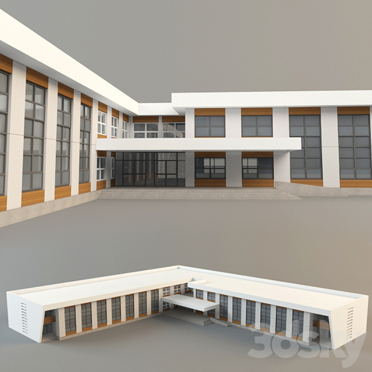 moderm school building - Building - 3D model