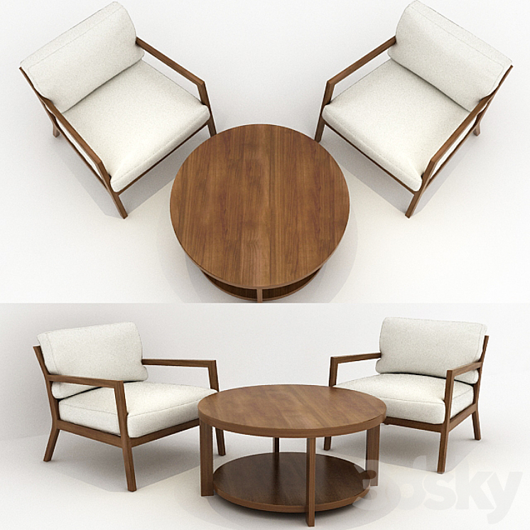 JP-Chair_table_Set - Table + Chair - 3D model