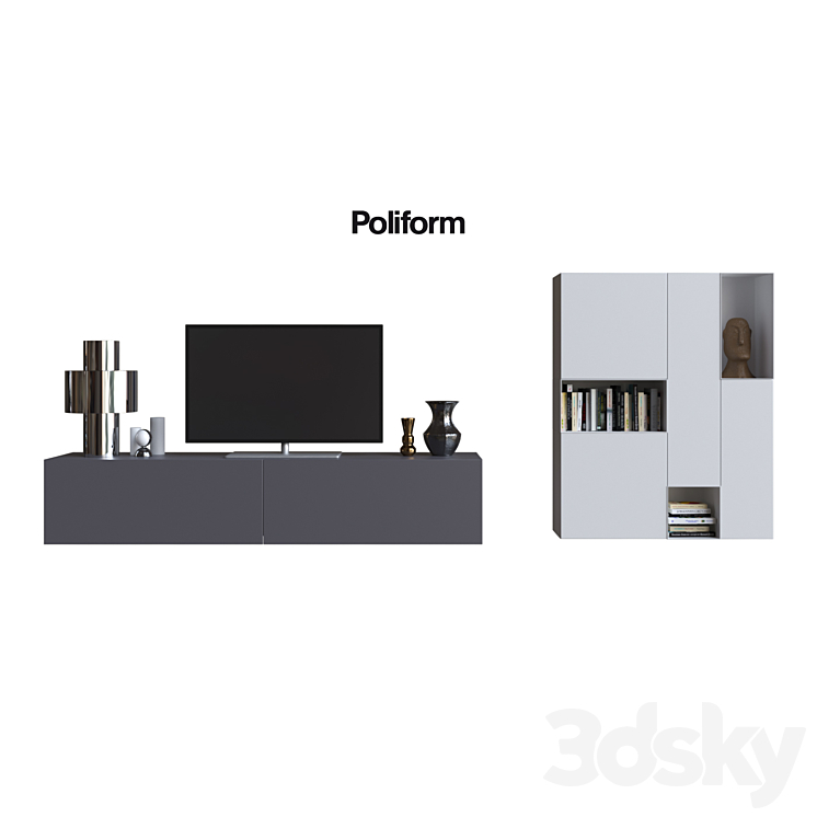 Poliform Varenna Sistemi Giorno Sintesi 23 Tv Wall 3d Model