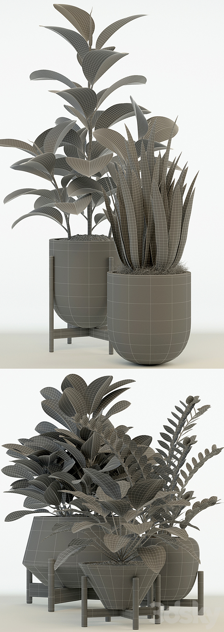 Plants collection 75 Modernica pots - Indoor - 3D model