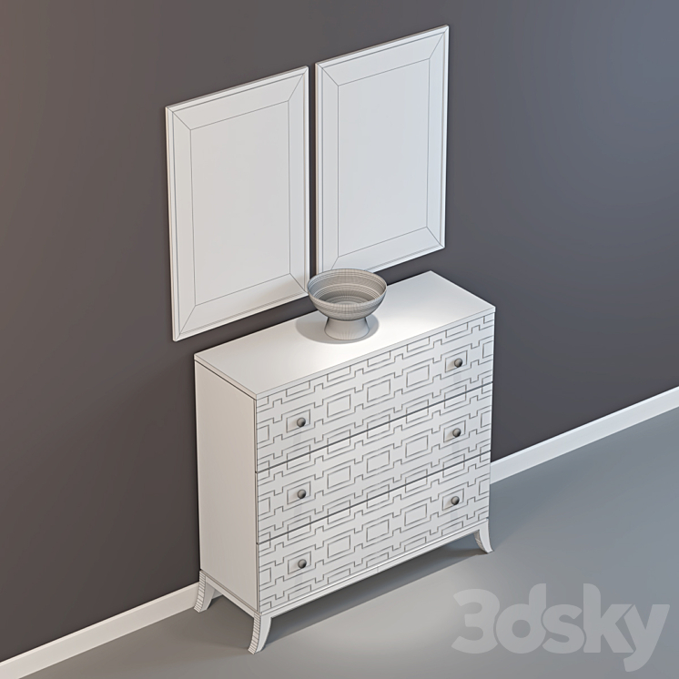 white commode custome made - Sideboard & Chest of drawer - 3D model