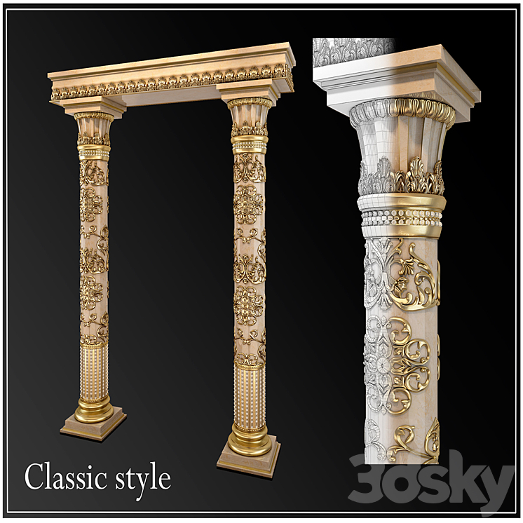 Column cornice - Decorative plaster - 3D model