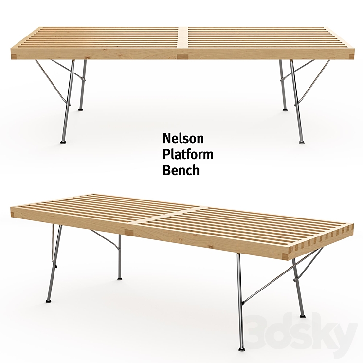 Nelson Platform Bench, Metal Base - Other - 3D model
