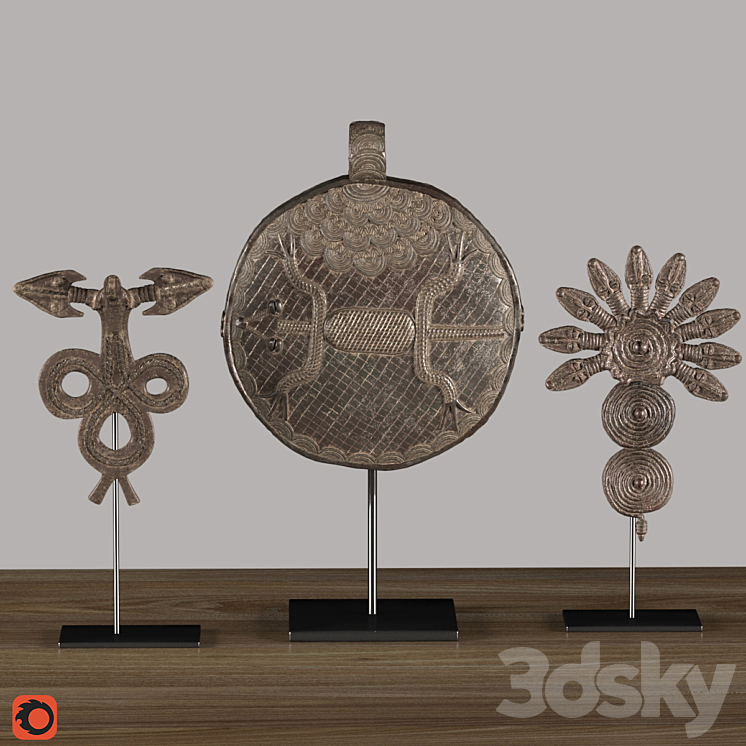 AFRICAN AMULET PENDANT SET 1 of 2 - Decorative set - 3D model