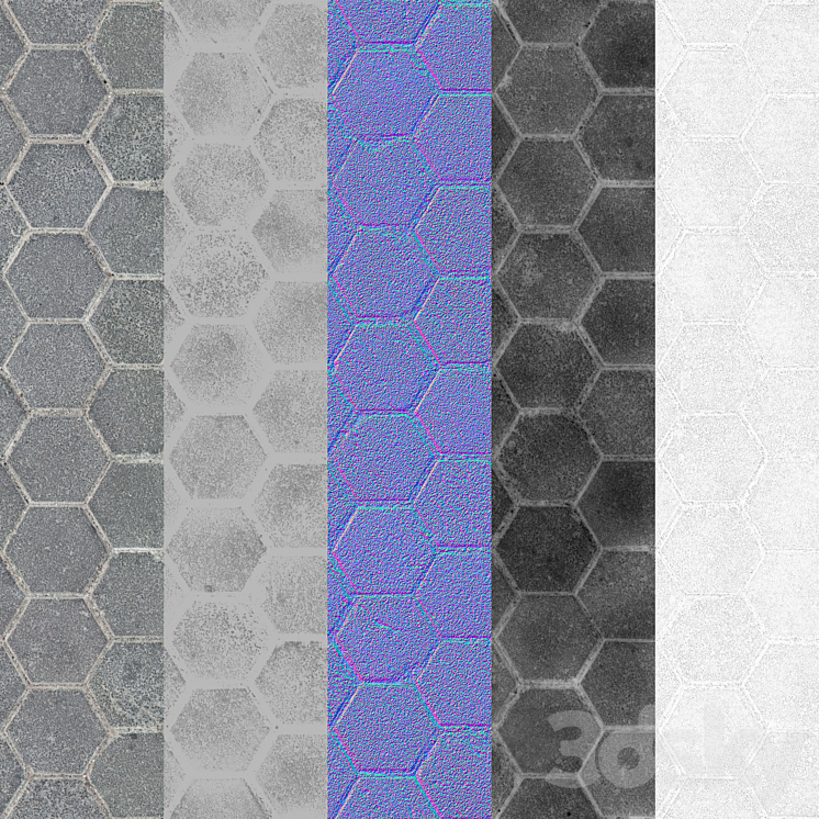 Tiled hex stone floors - Stone - 3D model