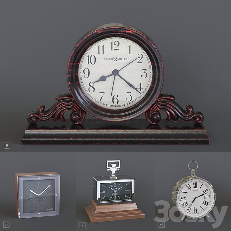 Table clock pack 02 - Watches & Clocks - 3D model