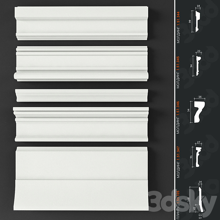 Set of moldings and skirting boards Europlast_5 - Decorative plaster ...