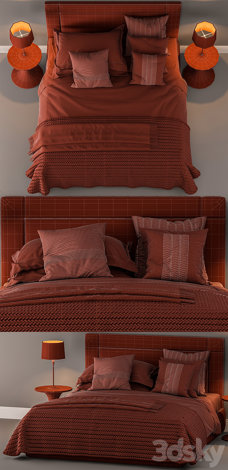 Bed and bed sheet set 2 - Bed - 3D model