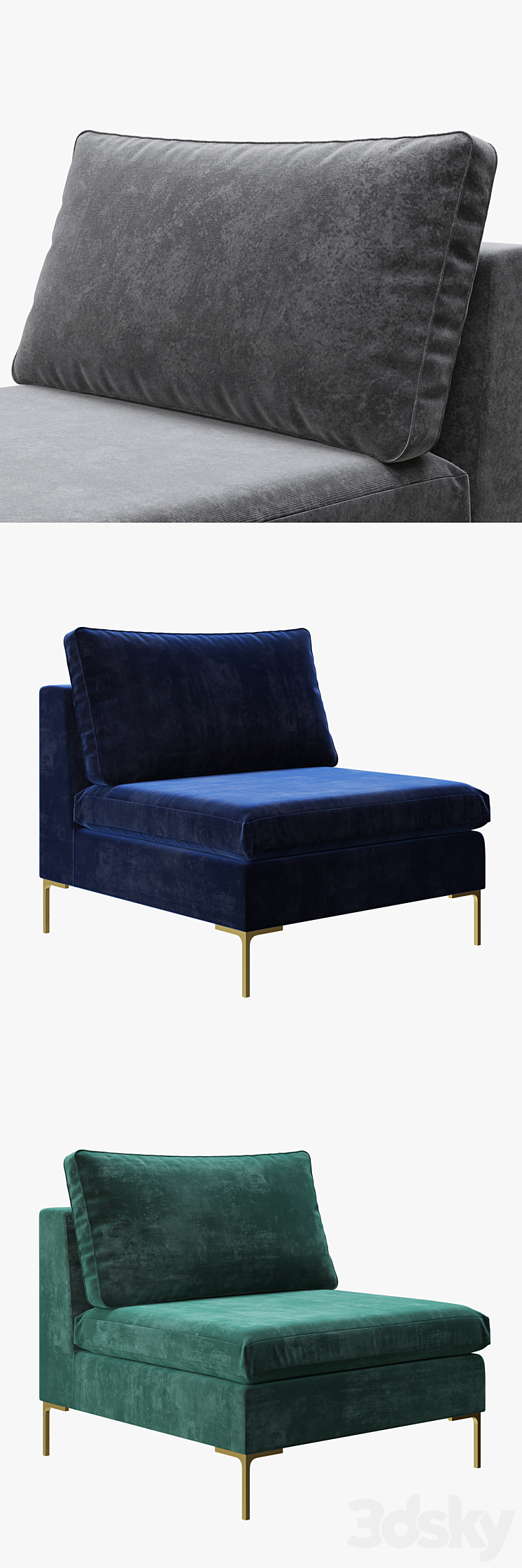 Slub Velvet Edlyn Chair by Anthropologie - Arm chair - 3D model