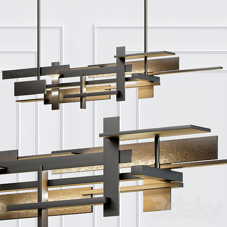 Contemporary Linear Chandeliers - Pendant light - 3D model