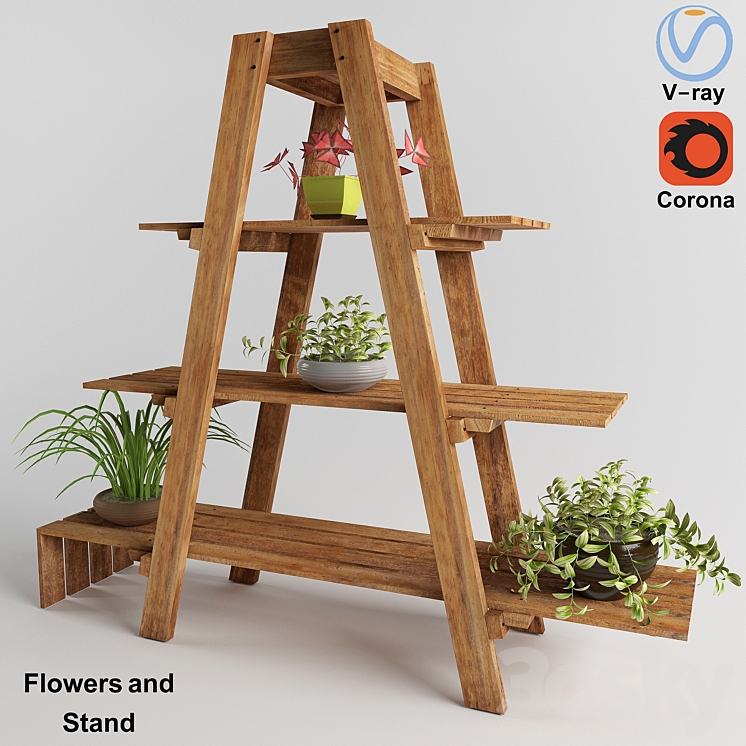 Flowers and Stand - Indoor - 3D model