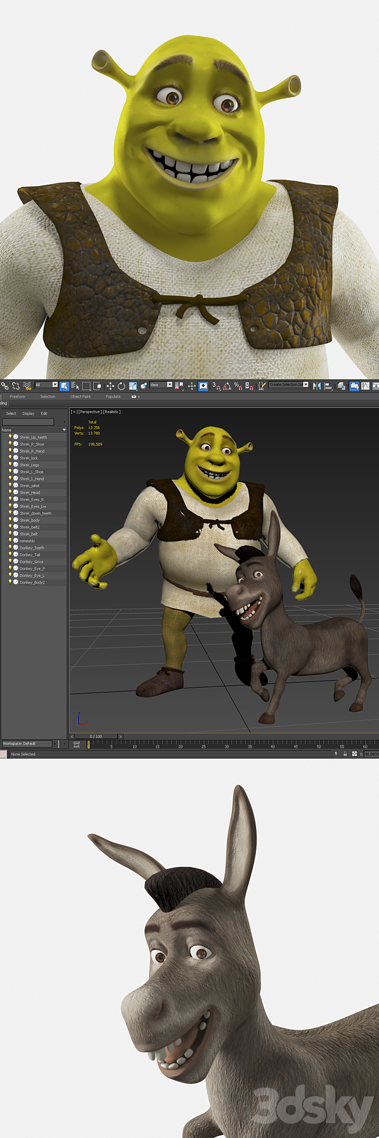 Shrek and Donkey - Toy - 3D model