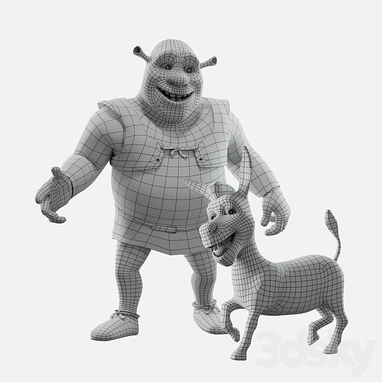 Shrek and Donkey - Toy - 3D model