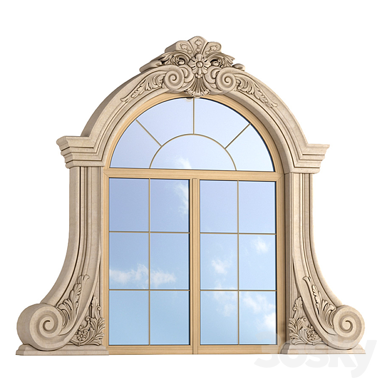 Classic Arched window frame.Dormer - Windows - 3D model