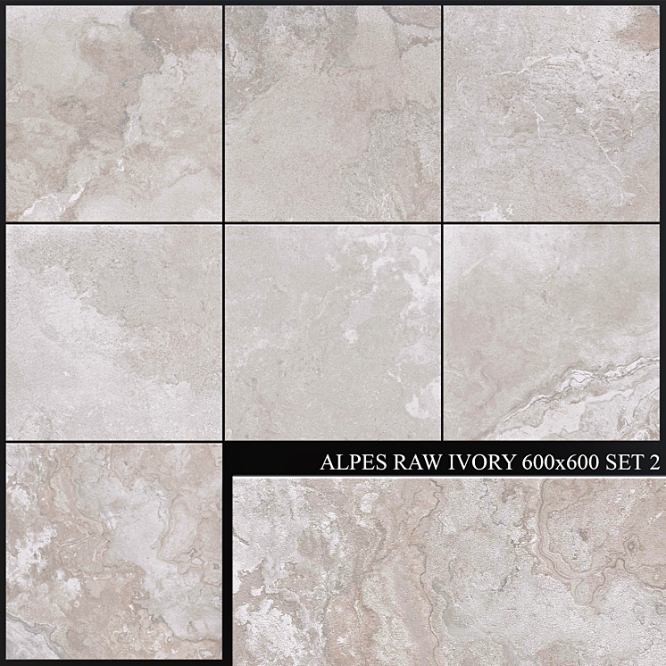 ABK Alpes Raw Ivory 600x600 Set 2 - Tile - 3D model