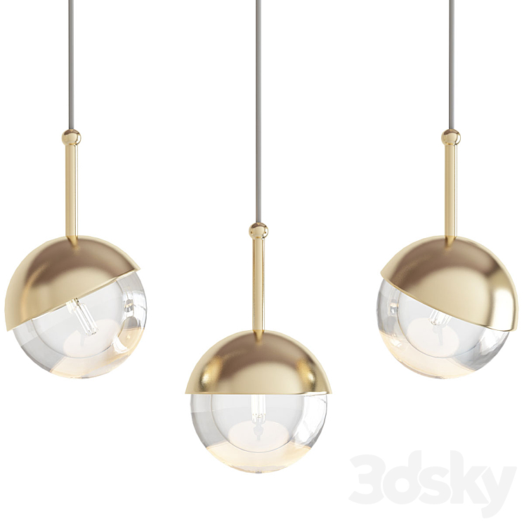 Golden ball - Pendant light - 3D model