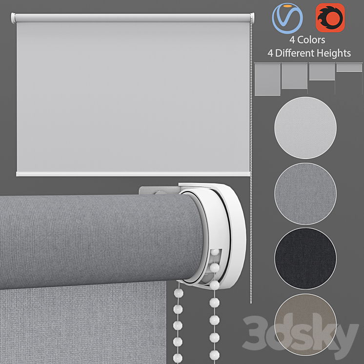 Roller Blinds Set 3 - Curtain - 3D model