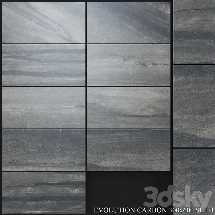 Yurtbay Seramik Evolution Carbon Set 4 - Tile - 3D model Yurtbay Seramik Evolution Carbon Set 4 - Tile - 3D model