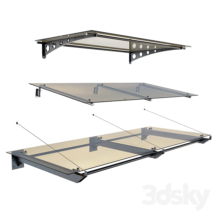 Glass Canopy Facade Element 3d Model