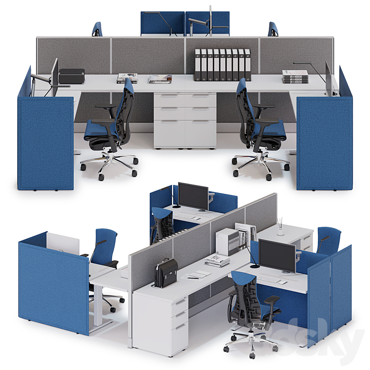 Herman Miller Action Office System (v2) - Office furniture - 3D model