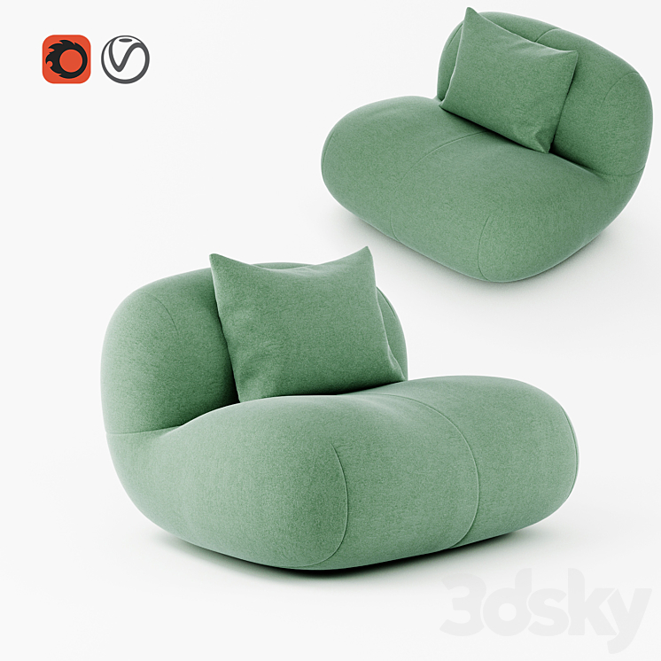 Ligne Roset Pukka Armchair - Arm chair - 3D model