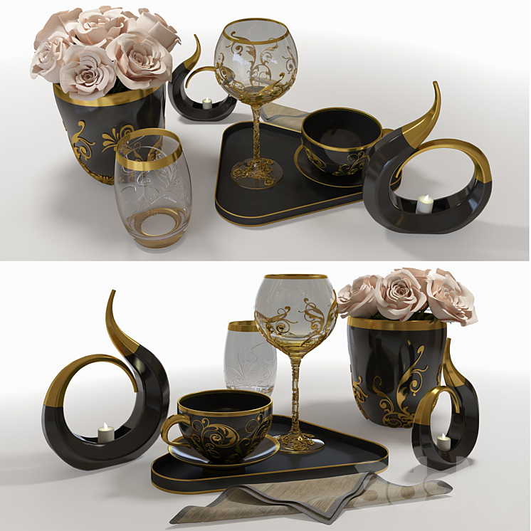 Tableware set - Decorative set - 3D model