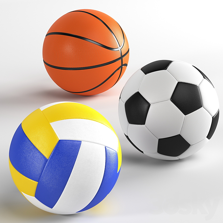 Three Sport Balls - Sports - 3D model