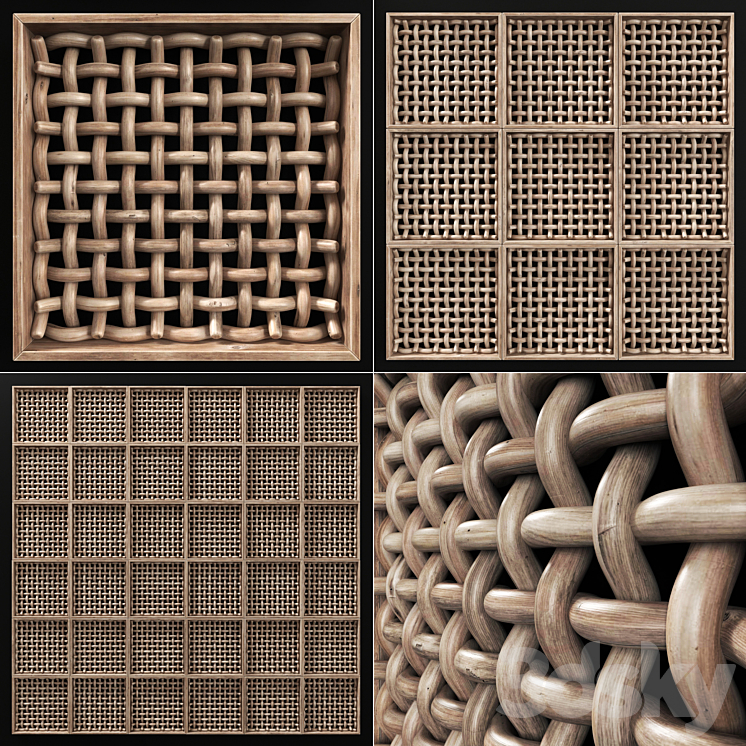 Wicker wood panel frame n1 - Other decorative objects - 3D model