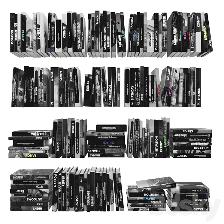 Books (150 pieces) 3-5-1-2 - Books - 3D model