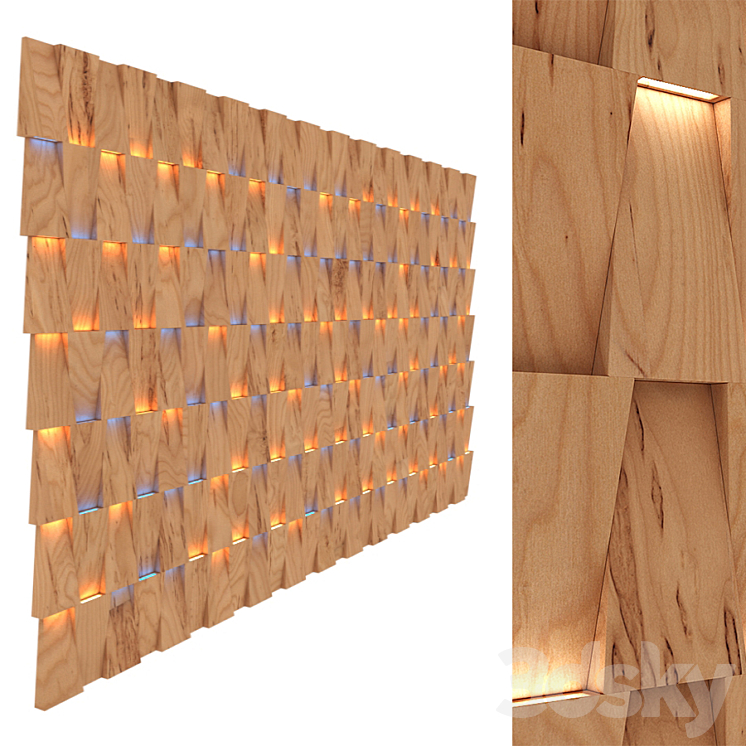 modern 3D wall panel with lighting variation - Other decorative objects ...