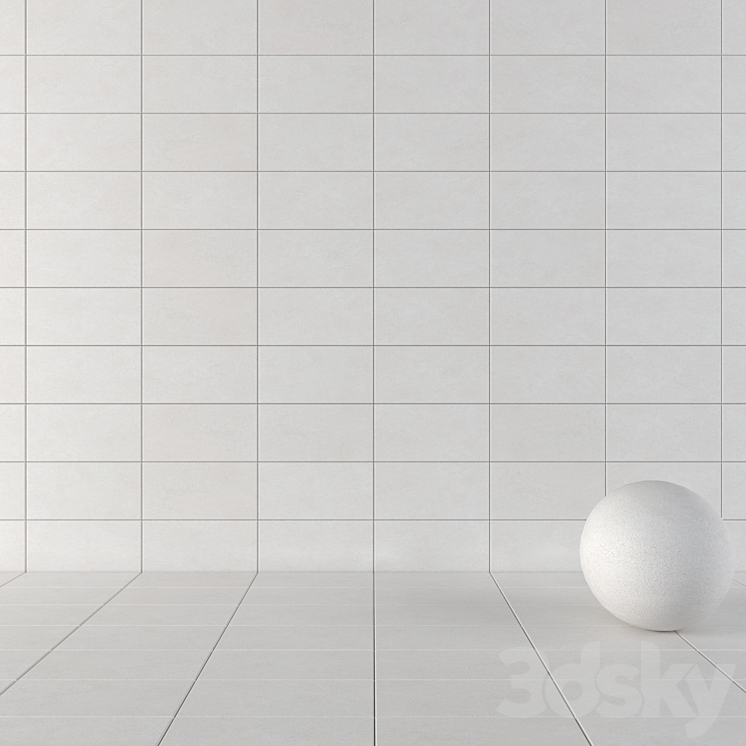 Concrete Wall Tiles Basalt White Set 1 - Tile - 3D model