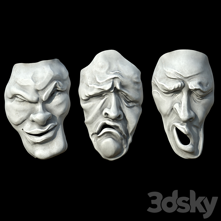 Grotesque masks1 - Sculpture - 3D model