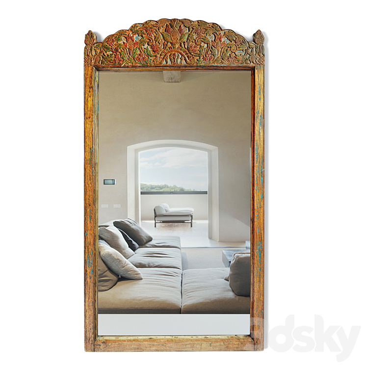 Antique Balinese Carved Mirror - Mirror - 3D model