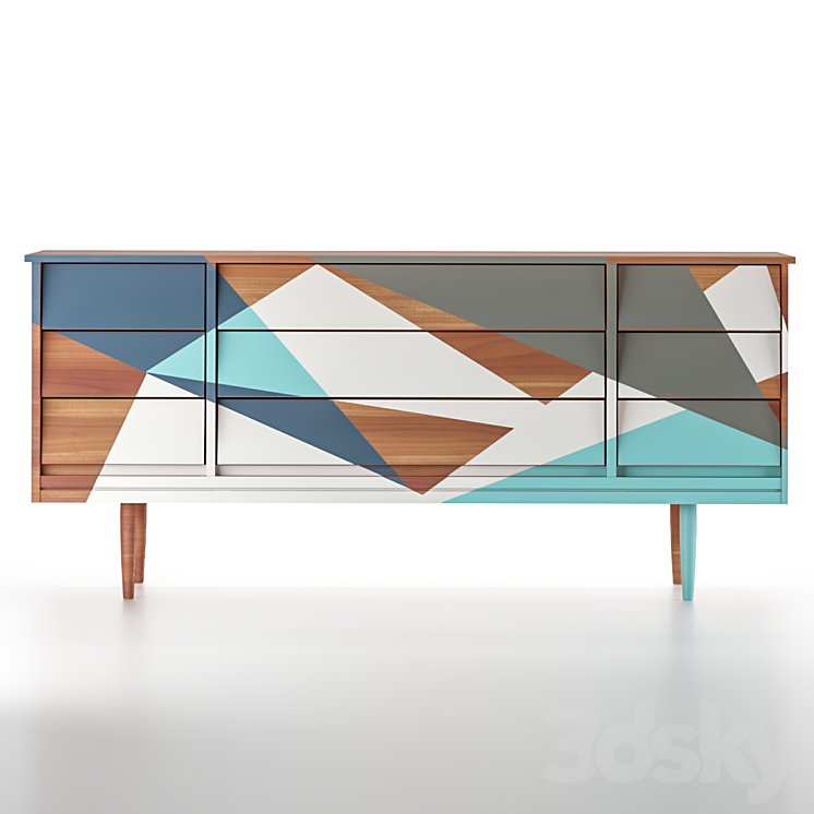 Geometric Painted Dresser - Sideboard & Chest of drawer - 3D model